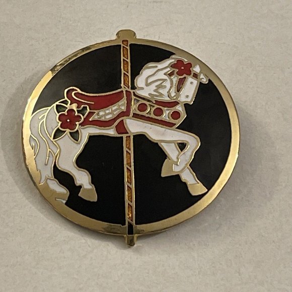 Jewelry | Carousel Horse Deco Black Gold Colored Lapel Pin Pb9b | Poshmark